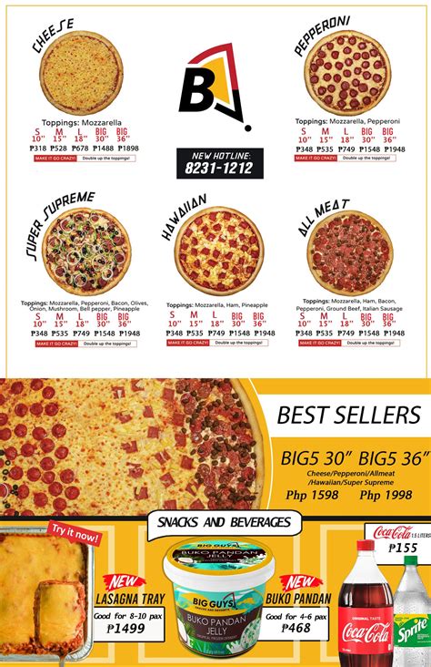 Our Menu D Big Guys Pizza Philippines