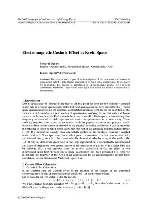Pdf Electromagnetic Casimir Effect In Krein Space