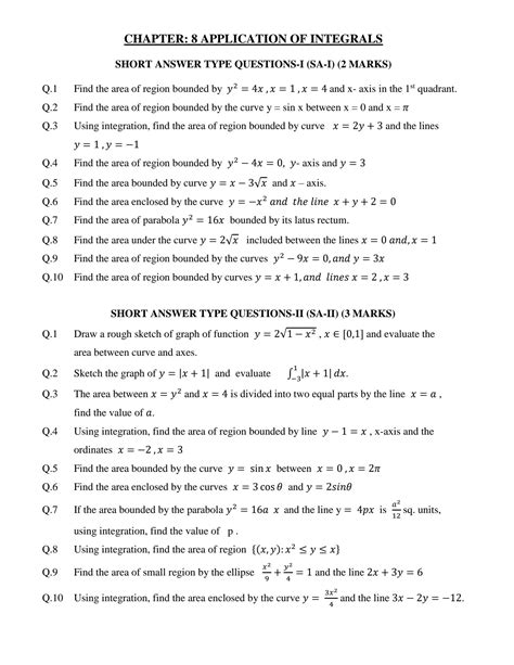 Solution Application Of Integrals Most Important Questions With