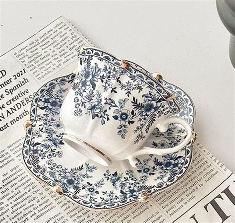 French Style China Porcelain Tea Cup Saucer Set 78 Oz Tea Cup And Sa