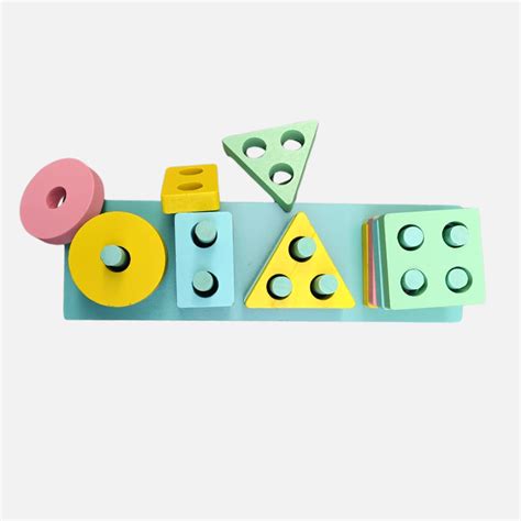 Rectangle Montessori Stacker Geometric Blocks Shape Erenjoy