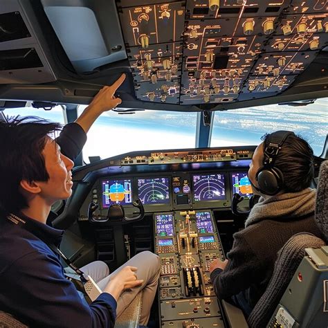 A Man Pointing At The Camera While Sitting In A Plane Premium Ai