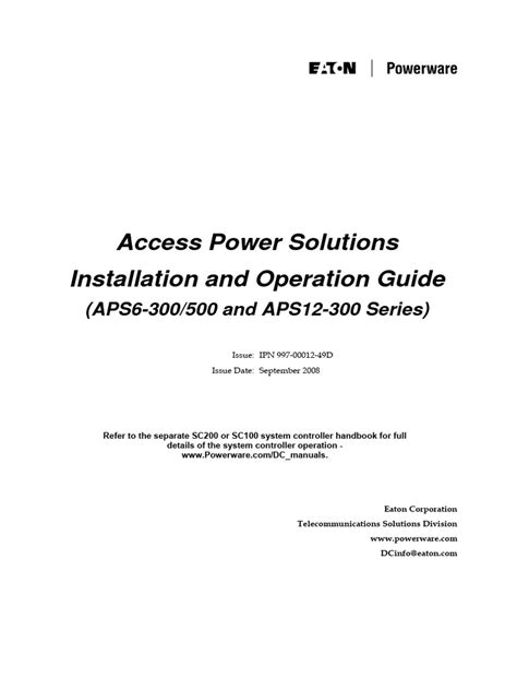 Aps Install Guide Aps6 300 500 And Aps12 300 Series D2 A4 Pdf