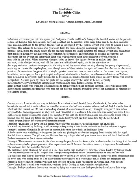 The Invisible Cities The Cities Of The Dead By Italo Calvino Pdf