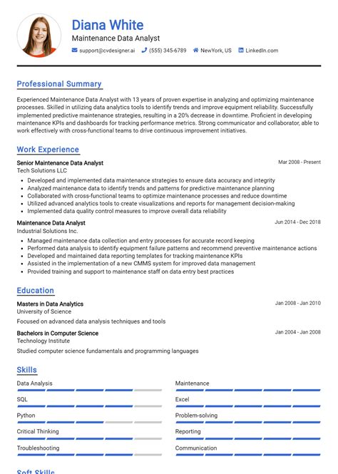 Top 32 Maintenance Data Analyst Resume Objectives And Summaries 2025