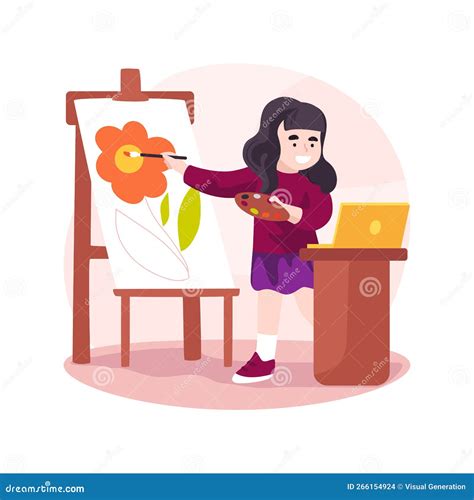 Drawing Online Class Isolated Cartoon Vector Illustration Stock Vector