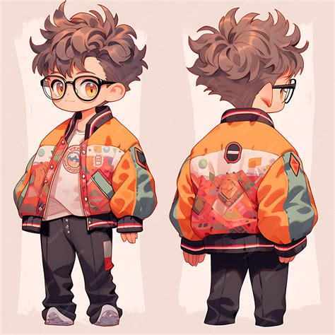 Premium Photo Character Anime Of Male Retro Geek Chibi Kawaii Retro