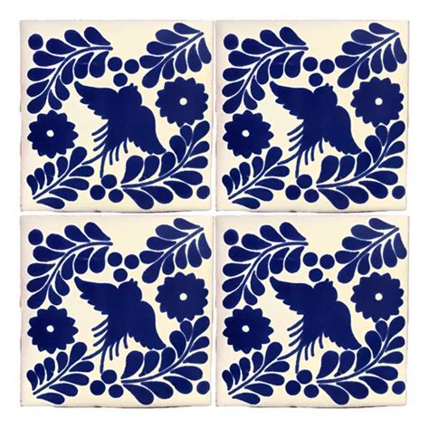 Azulejo 10 5cm Artesanal Talavera Liso 90pz Acls 135 Azul Cobalto Y