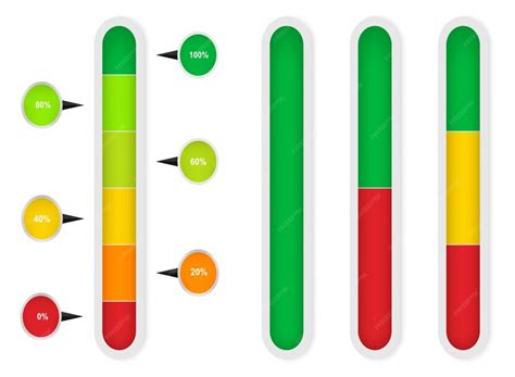 Premium Vector Color Coded Progress Vertical Level Indicator With
