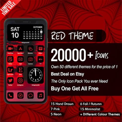 Red IOS Icons For Iphone Apps Aesthetic Widgets Skins Etsy