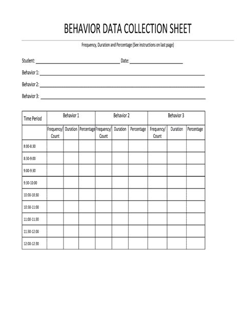 Printable Behavior Data Collection Sheets Free Printable Hq