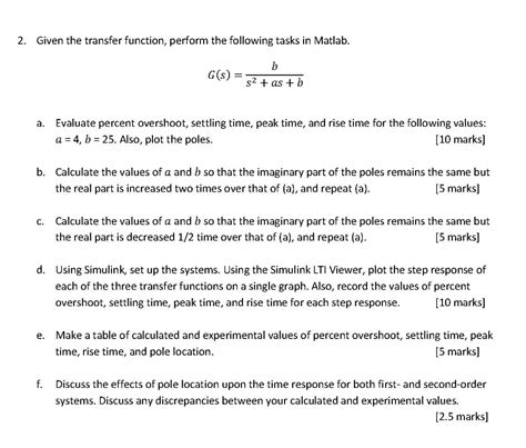 Solved 2 Given The Transfer Function Perform The Following