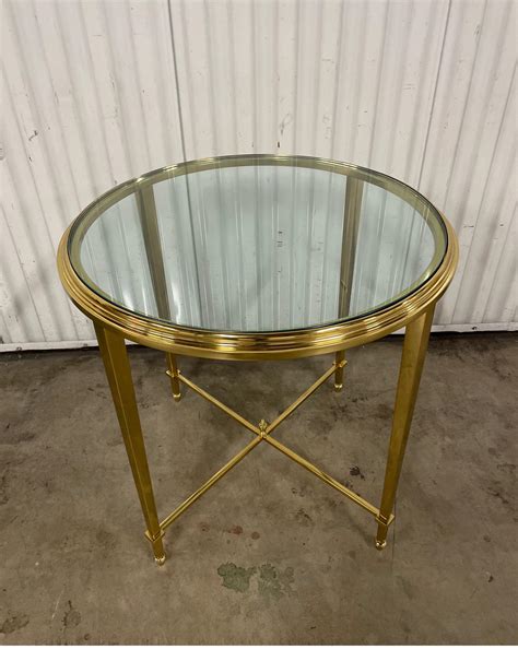 Round Neoclassical Solid Brass Side Table By Jansen For Sale At 1stdibs