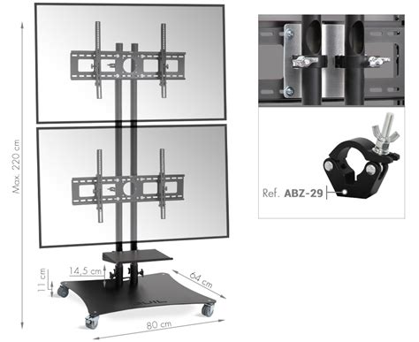 Soporte Móvil Para 2 Pantallas De Hasta 65 Ref Ptr 08 2c N Guil