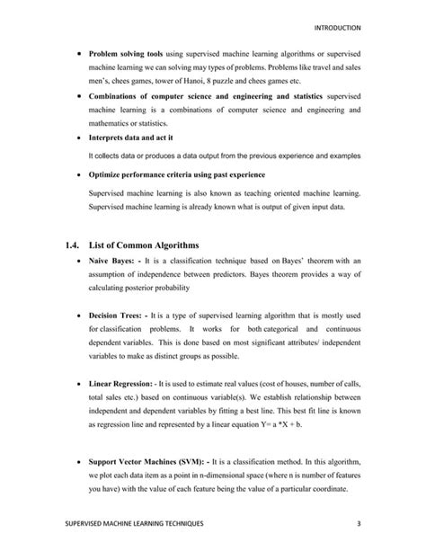 Supervised Machine Learning Techniques Common Algorithms And Its Application Pdf