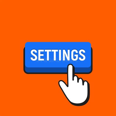 hand mouse cursor clicks the settings button stock vector