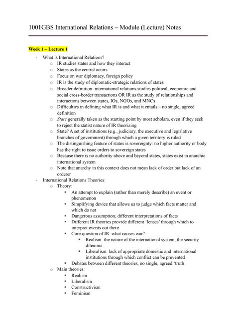 module notes 1001gbs international relations module lecture notes
