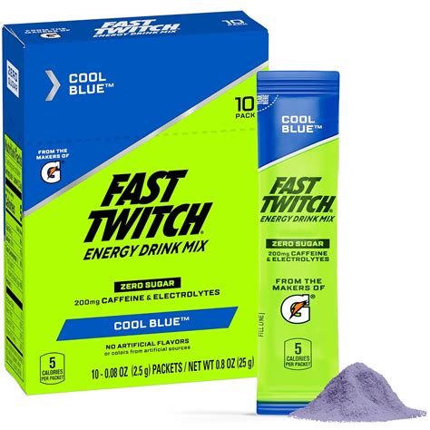 Fast Twitch By Gatorade Cool Blue Flavored Energy Powder Drink Mix 008 Oz 10 Count Packets