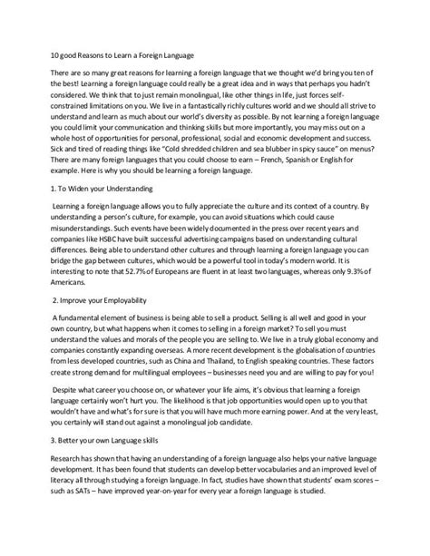 10 Good Reasons To Learn A Foreign Language