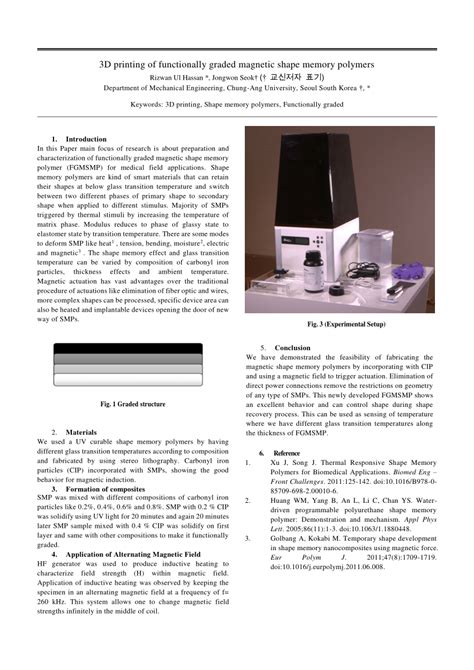 Pdf 3d Printing Of Functionally Graded Magnetic Shape Memory Polymers