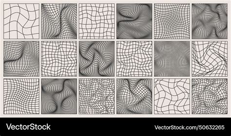 Wireframe Shapes Lined Perspective Mesh 3d Grid Vector Image