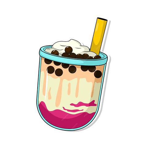 Premium Vector Bubble Tea Vector Sticker Cartoon Hand Draw