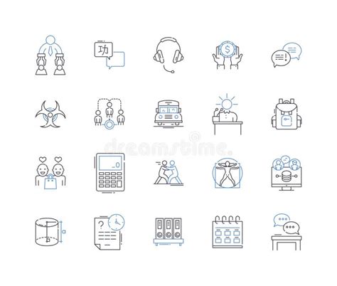 Information Gathering Line Icons Collection Research Investigation