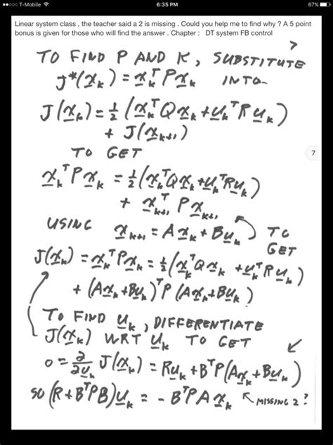 Solved Linear System Class The Teacher Said A Is Missing Chegg