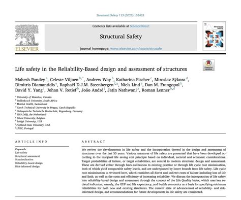 New Paper On Integrating Life Safety In Structural Design Jcss
