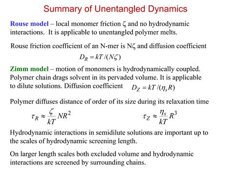 Lecture Dynamics Of Polymer Solutions And Melts Pdf Chemistry Science