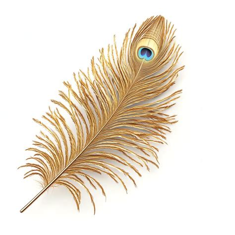 Golden Peacock Feather Plume Premium Ai Generated Image