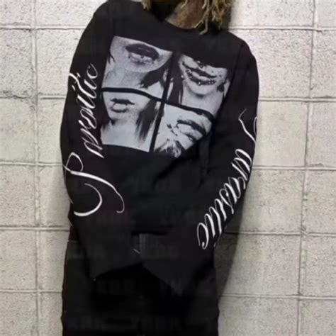 Y2k Emo Grunge Black Sweatshirt Streetwear Skater Depop