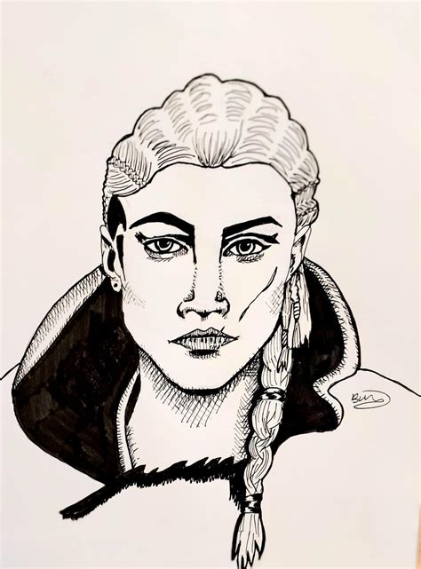 Eivor In Pen And Ink Rassassinscreedvalhala