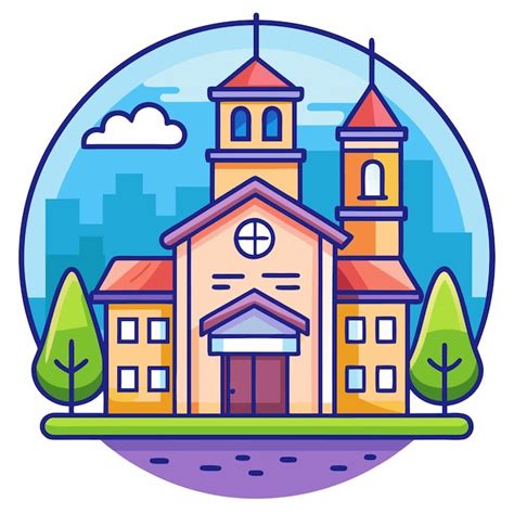 Ilustración De Un Edificio Escolar Vector Premium