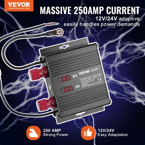 Vevor Dual Battery Smart Isolator 250 Amp Universal Vsr Voltage