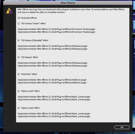 After Effects Warning There Are Duplicated Effect Adobe Community