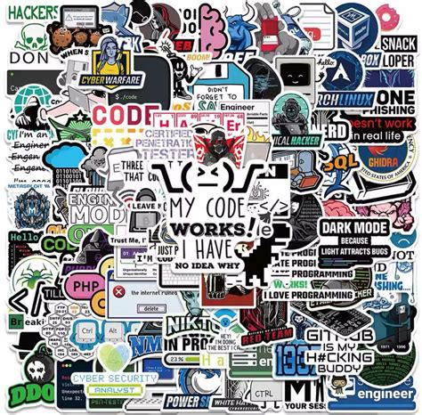 100pcs Network Hacker Programming Stickers Funny Cartoon It Engineer