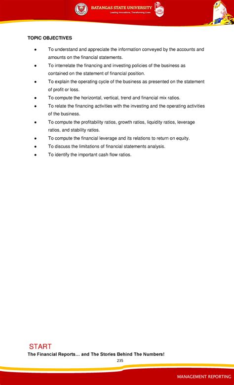 Chapter 5 Financial Statement Analysis 235 Topic Objectives To