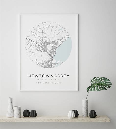Newtownabbey Map Newtownabbey Northern Ireland City Map Home Town Map Newtownabbey Print