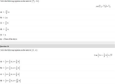 Solved Solve The Following Equation On The Interval Pi 2 2 Chegg Com