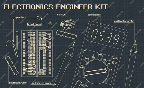 Premium Vector Electronics Components Kit Blueprints
