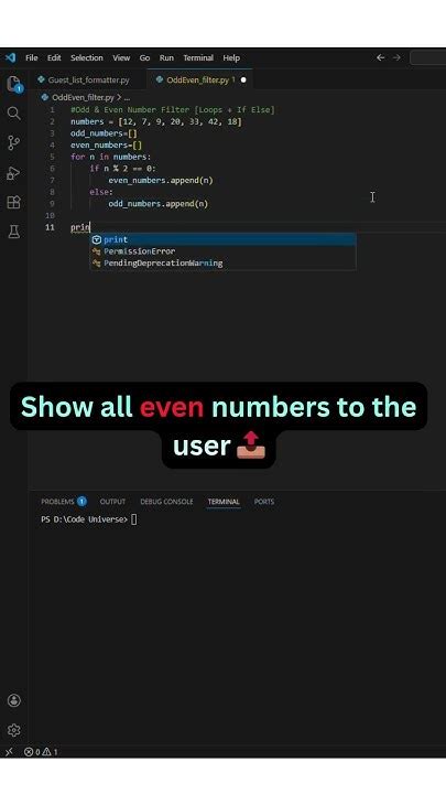 Python Loops And Conditions 🔢 Filter Odd And Even Numbers Beginner