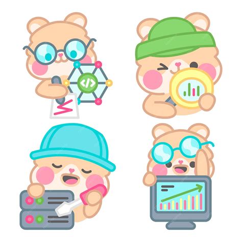 Free Vector Data Stickers Collection With Kimchi The Hamster