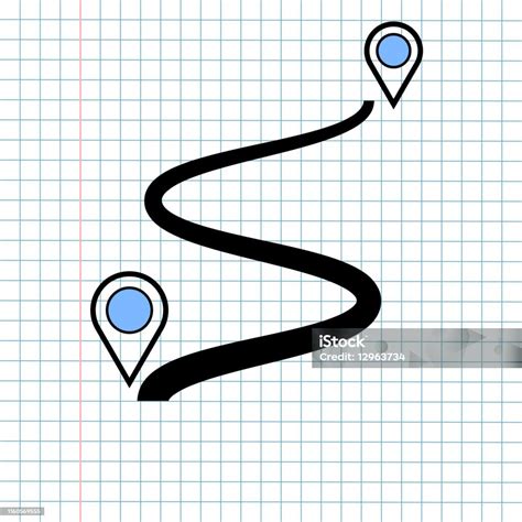 Gps 네비게이션 아이콘 기호 개념 여행 목적지에 대한 방향 네비게이터 기호의 벡터 그래픽 디자인 종이 그리드 배경에 격리 된
