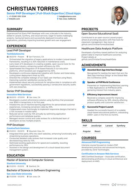 PhP Developer Resume Examples Guide For