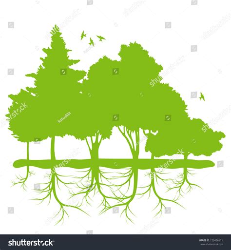 Trees Roots Background Ecology Planet Vector Stock Vector Royalty Free Shutterstock
