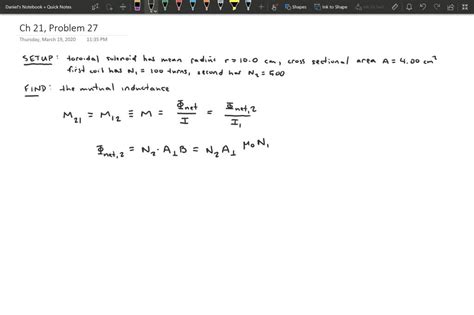 Solved A Toroidal Solenoid Has A Mean Radius Of 10 0 Cm And A Cross
