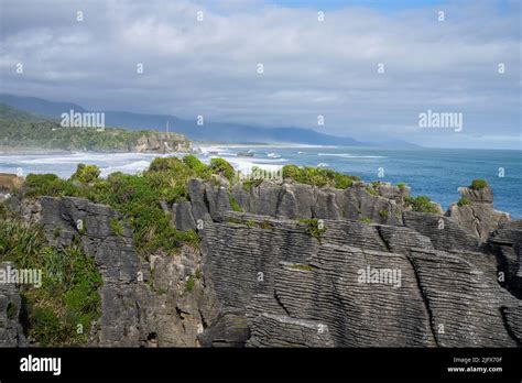 Stratified Layer Like Formation Of Famous Pancake Rocks At Punakaiki