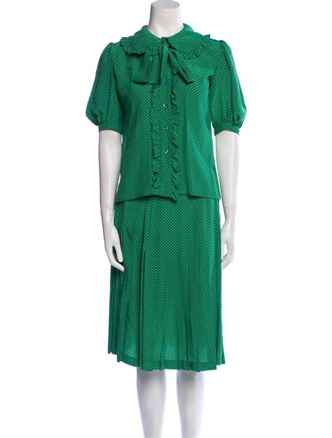 Yves Saint Laurent Rive Gauche Vintage 1970s Skirt Set Green Suits