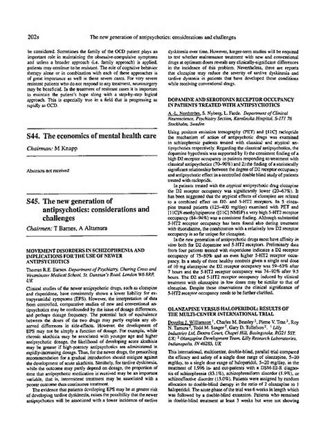 Pdf Dopamine And Serotonin Receptor Occupancy In Patients Treated